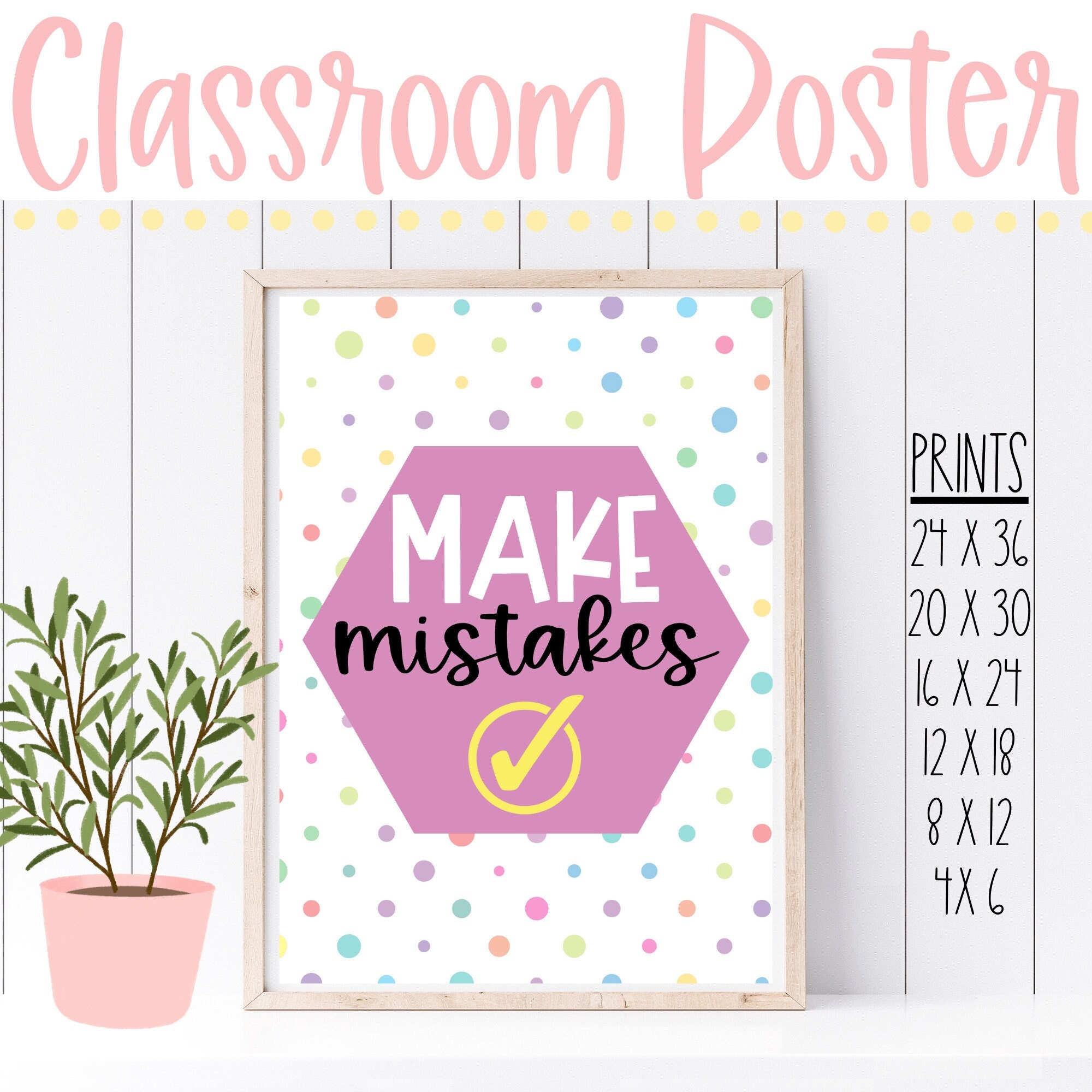 Classroom Poster | Make Mistakes | Positive Affirmations | Class Décor ...