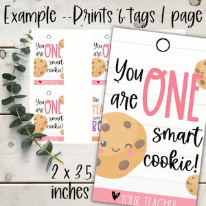 STUDENT GIFT TAGS You Are One Smart Cookie End of Year - Etsy