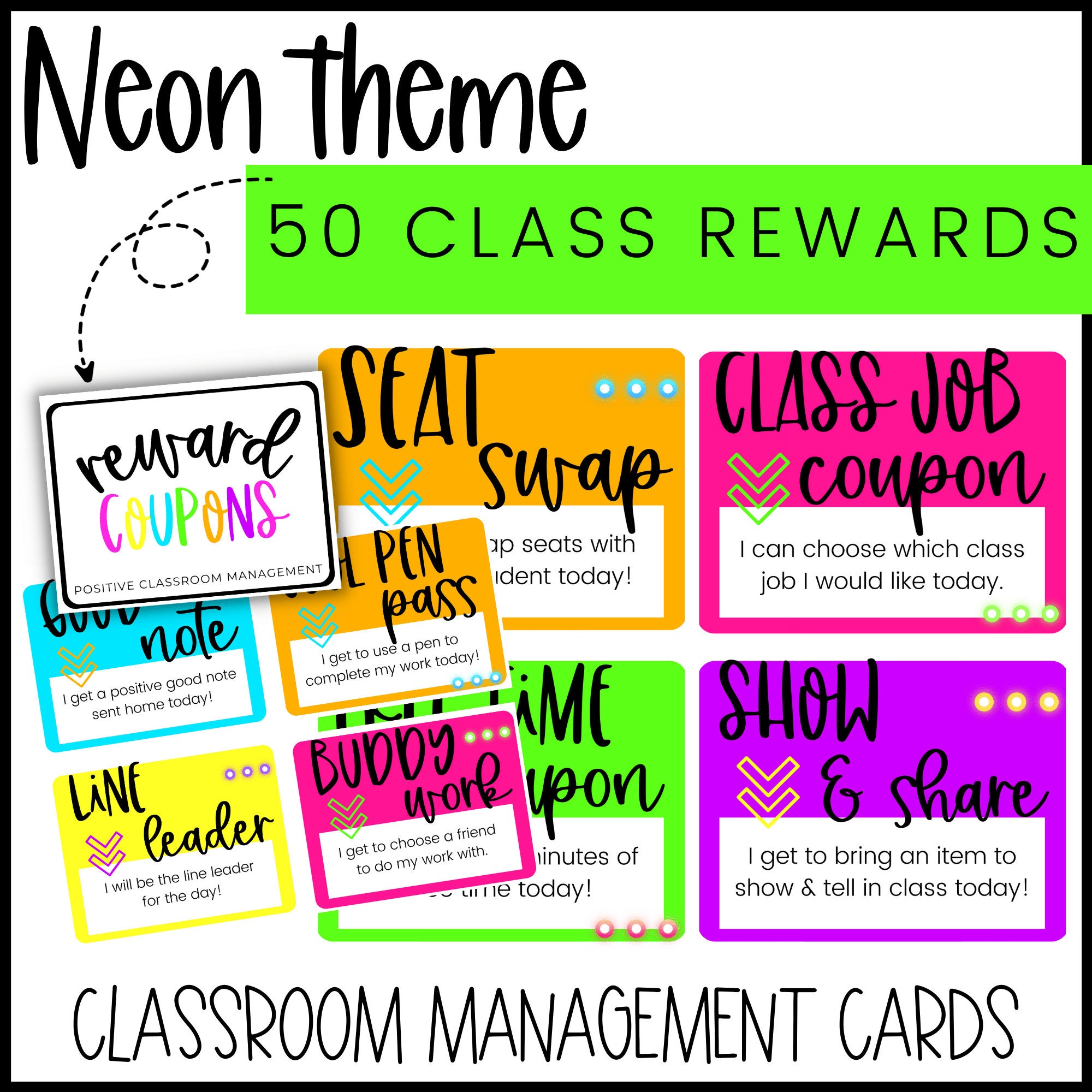 CLASSROOM MANAGEMENT | Classroom Reward Coupons | NEONS Theme | Student ...
