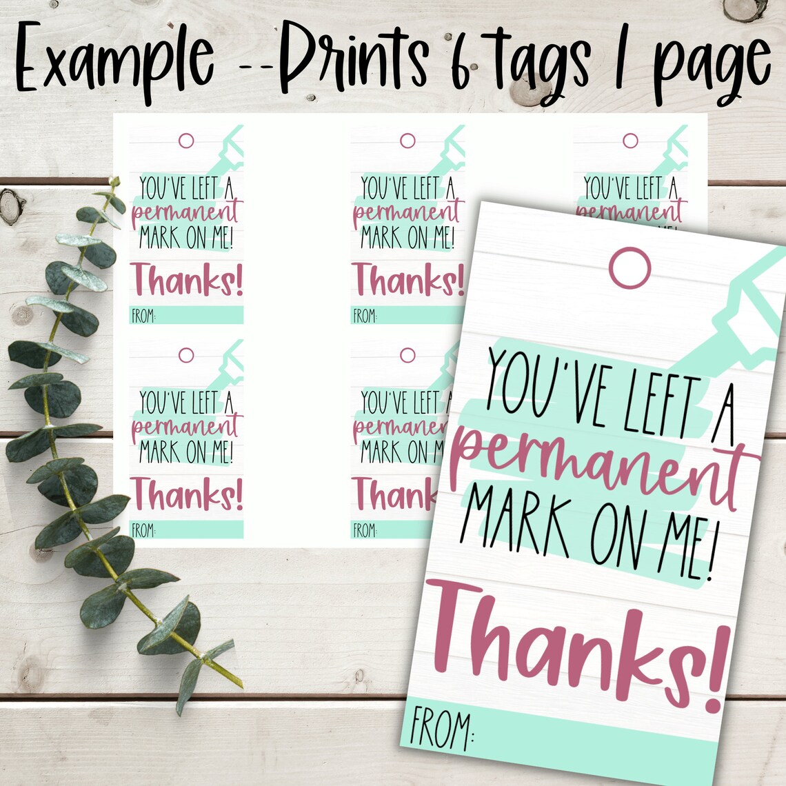 TEACHER GIFT TAGS You've Left a Permanent Mark on Me | Etsy