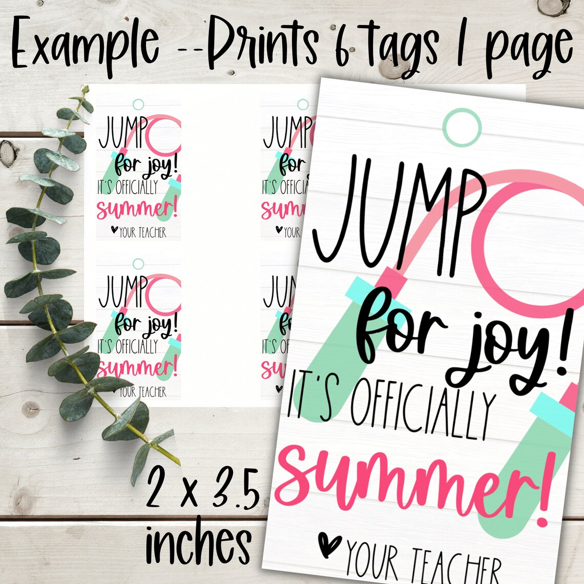STUDENT GIFT TAGS Jump for Joy It's Summer End of Year - Etsy