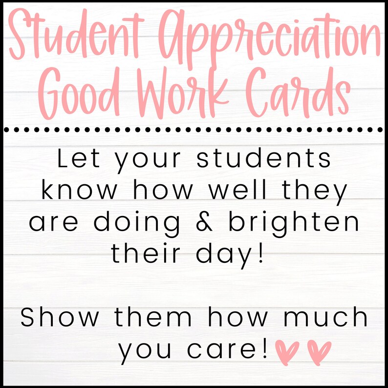 CLASSROOM MANAGEMENT Student Appreciation Cards Good Work - Etsy