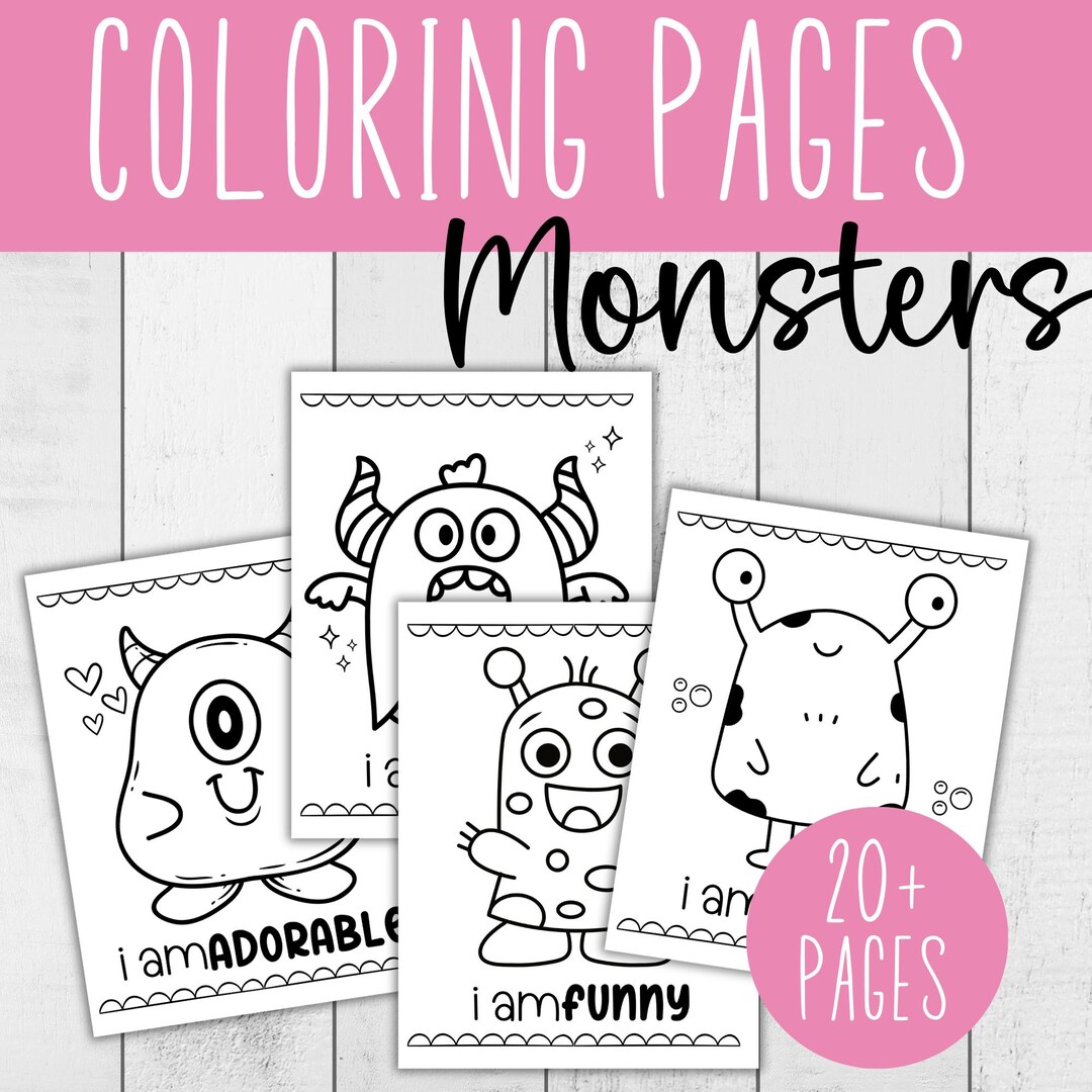 Coloring Pages Kit - Halloween Monster Affirmations | Printable ...