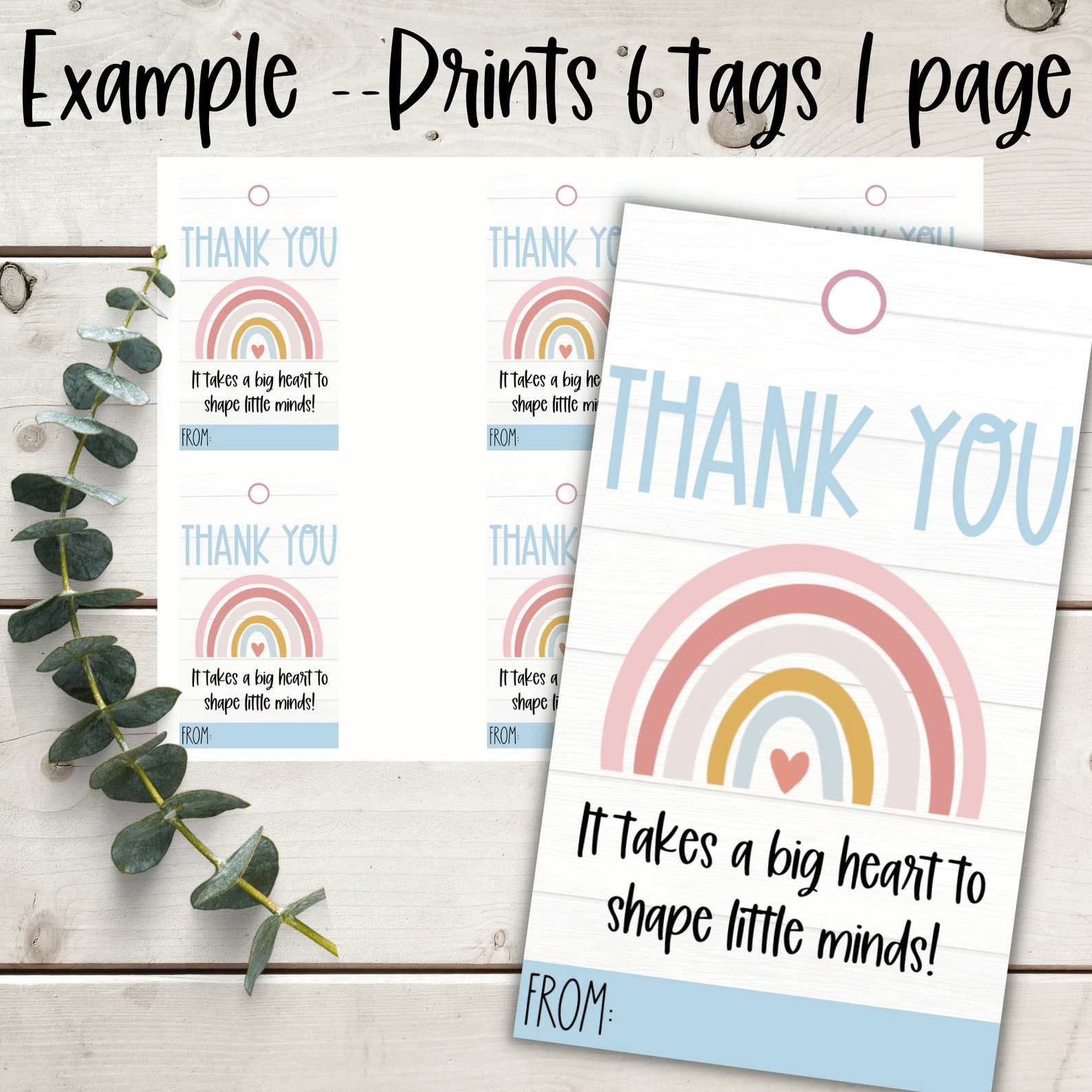 TEACHER GIFT TAGS It Takes a Big Heart to Shape Little Minds - Etsy