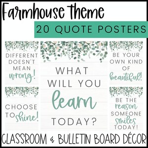 CLASSROOM DECOR Growth Mindset Motivational Posters FARMHOUSE Theme ...