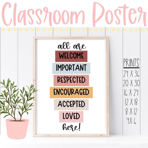 Classroom Poster All Are Welcome Positive Affirmations - Etsy