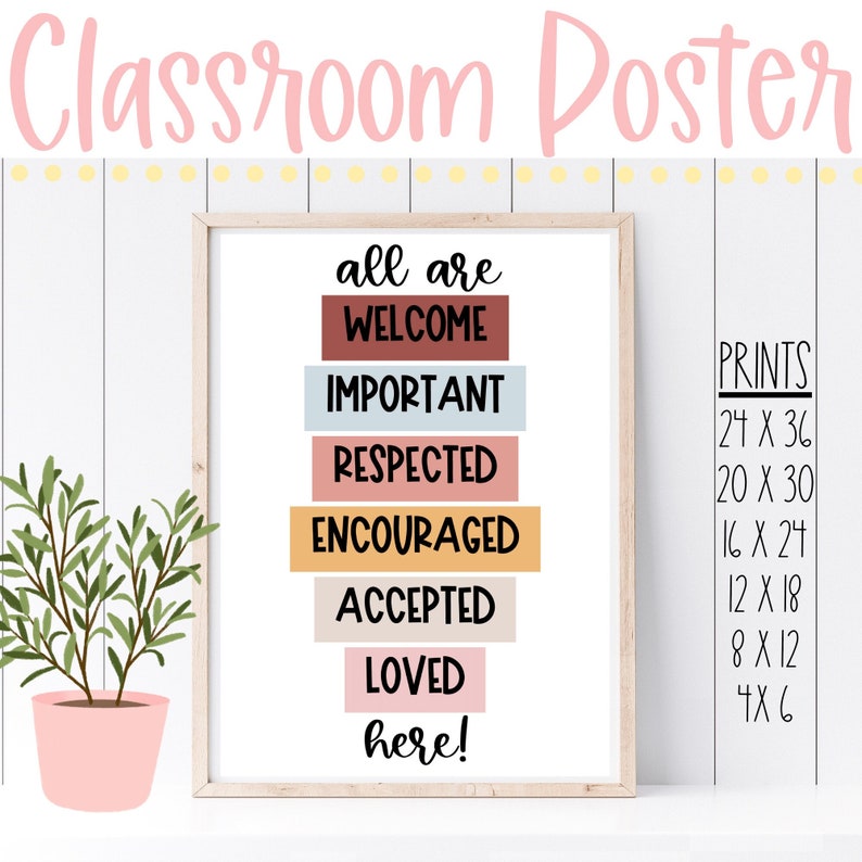 Classroom Poster All Are Welcome Positive Affirmations - Etsy