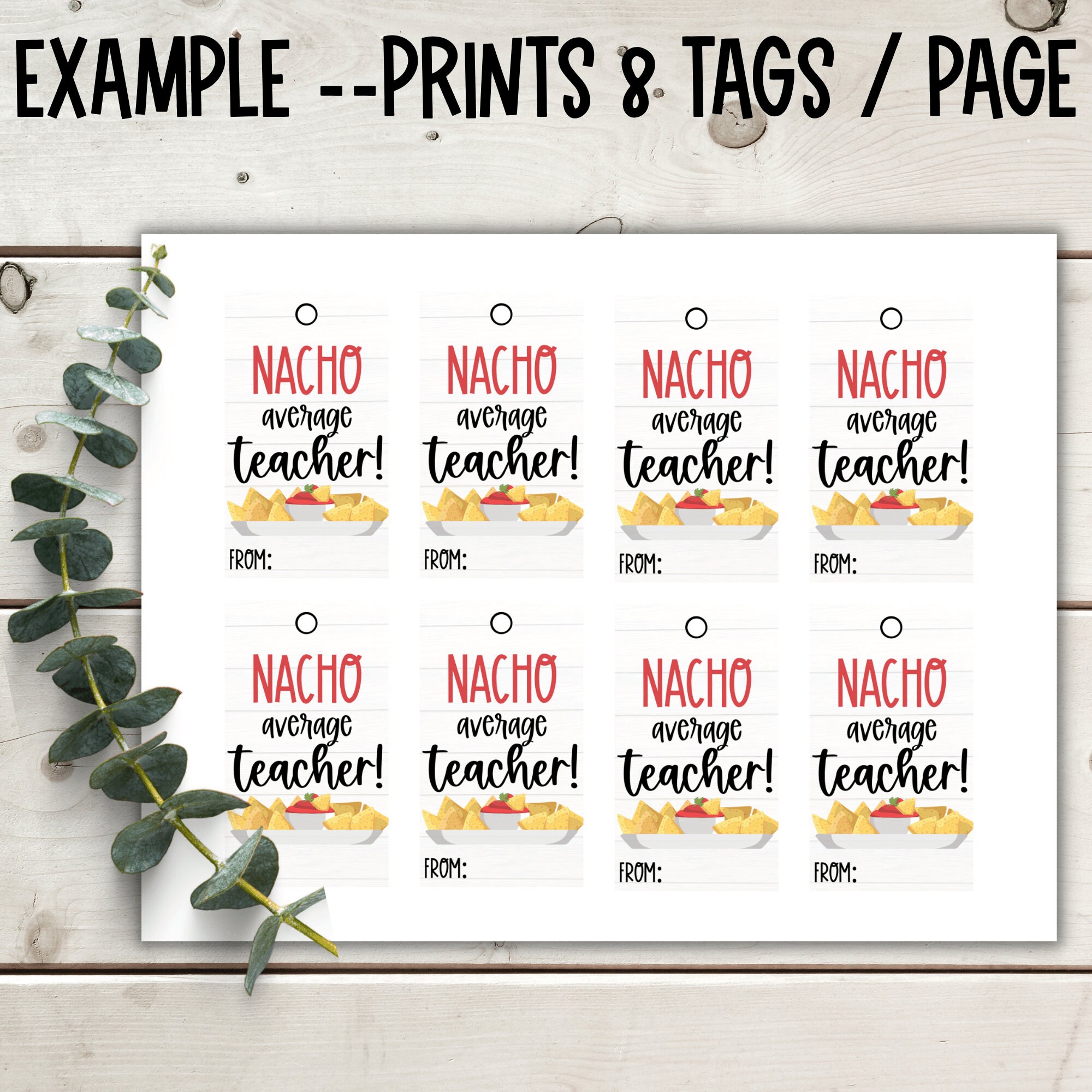 TEACHER GIFT TAGS Nacho Average Teacher Teacher Tag - Etsy