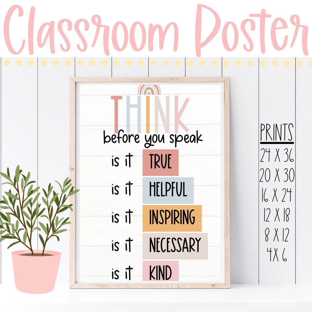 Classroom Poster | Think Before You Speak | Motivational Poster | Class ...