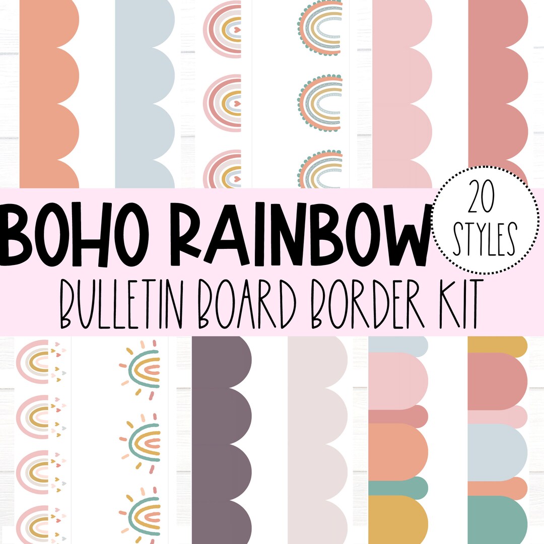 BULLETIN BOARD BORDERS - Boho Rainbow Collection | Classroom Bulletin ...