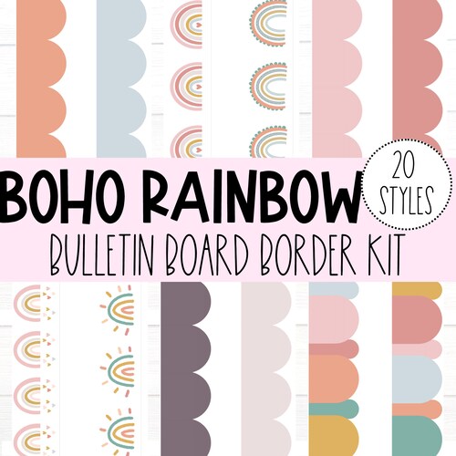 Printable Bulletin Board Borders Rainbow Classroom Decor - Etsy