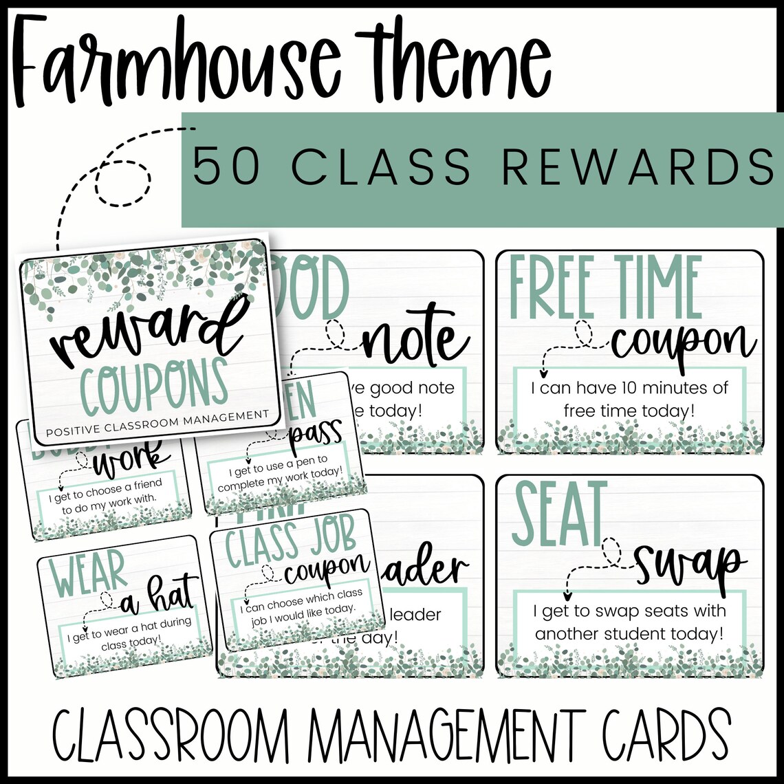 CLASSROOM MANAGEMENT | Classroom Reward Coupons | FARMHOUSE Theme ...