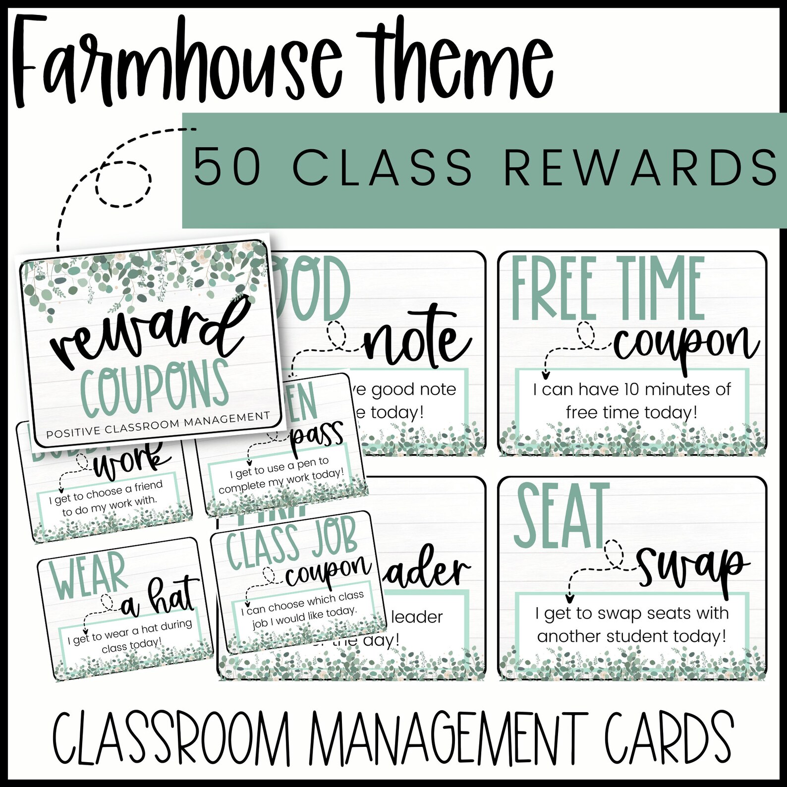 CLASSROOM MANAGEMENT | Classroom Reward Coupons | FARMHOUSE Theme ...