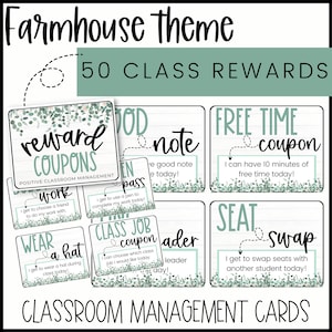CLASSROOM MANAGEMENT | Classroom Reward Coupons | FARMHOUSE Theme ...