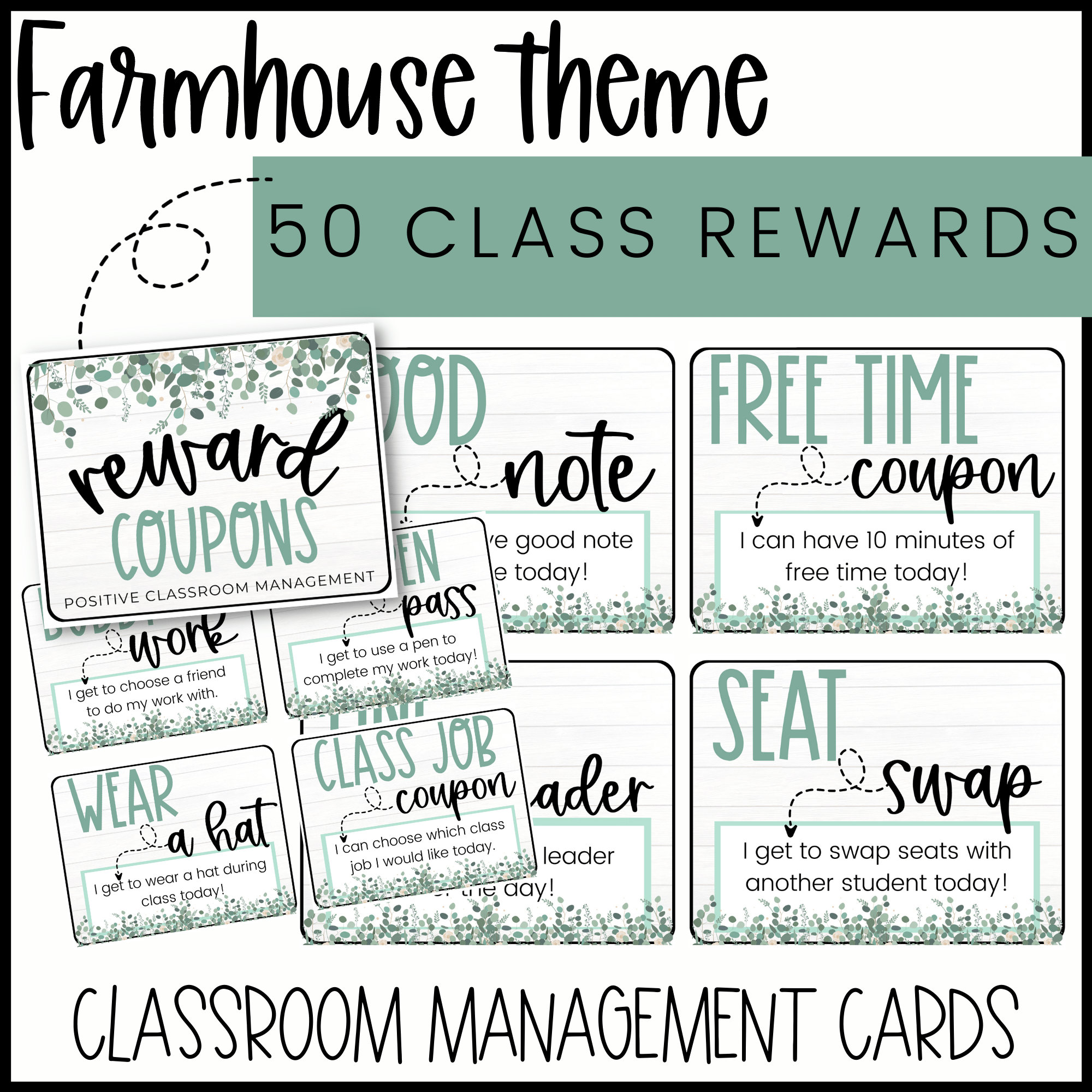CLASSROOM MANAGEMENT | Classroom Reward Coupons | FARMHOUSE Theme ...