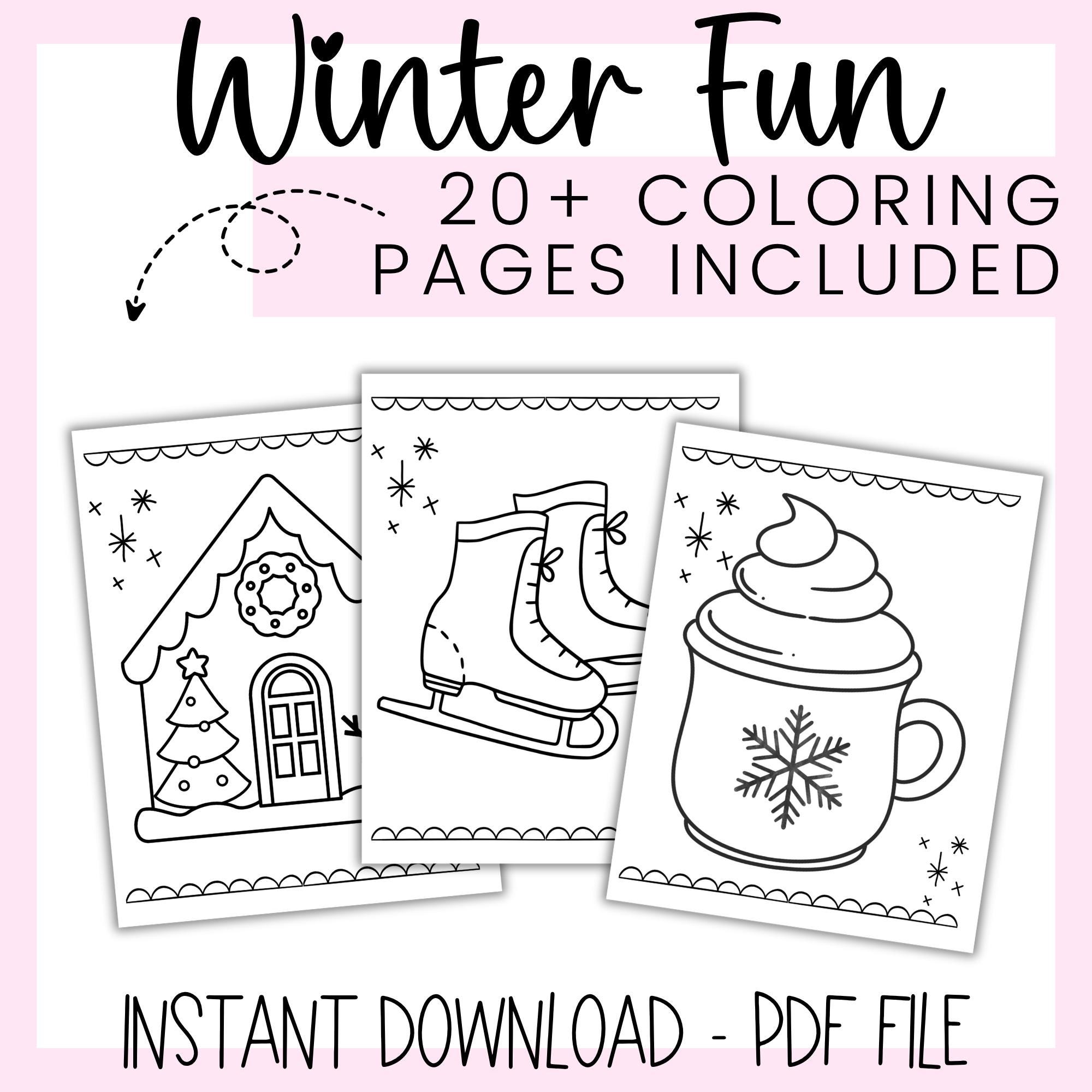 Coloring Pages Kit - Winter Fun | Printable Winter Season Coloring Pages for Kids | Instant ...