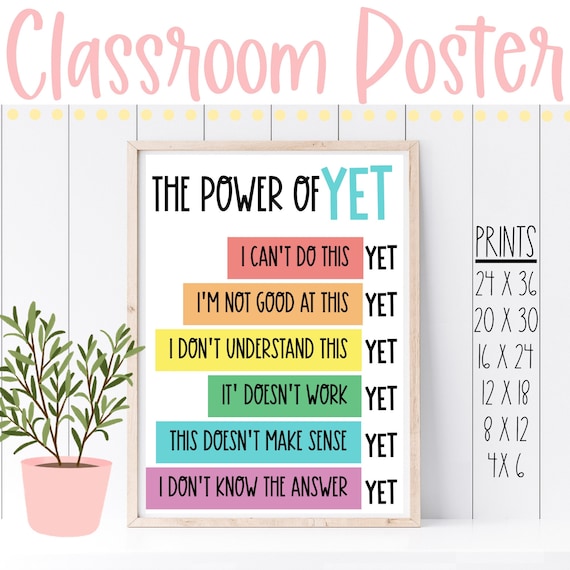 Classroom Poster Power of yet Positive Affirmations - Etsy