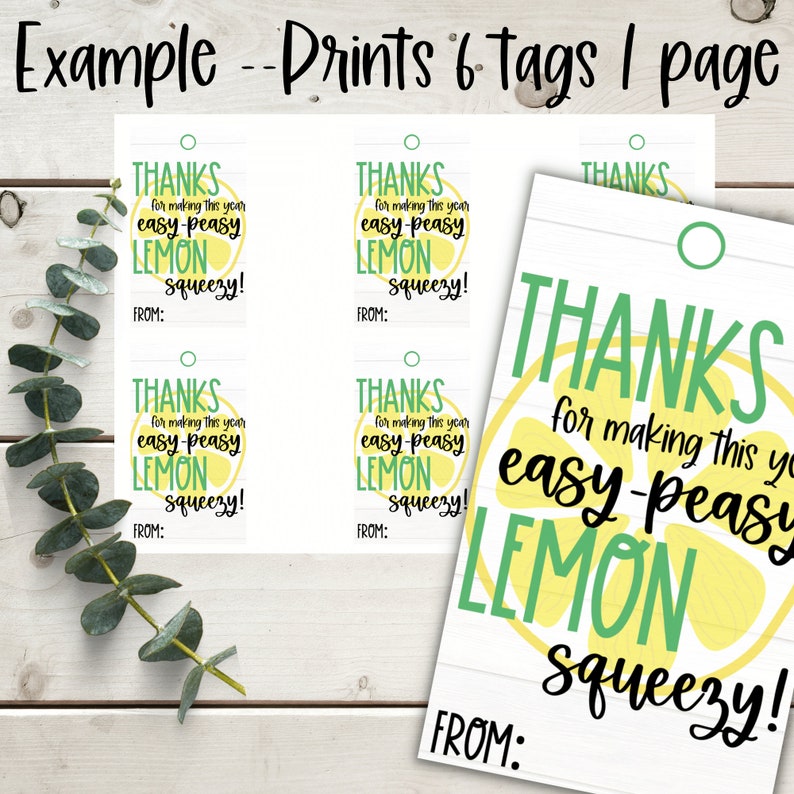TEACHER GIFT TAGS Easy Peasy Lemon Squeezy Teacher Tag - Etsy