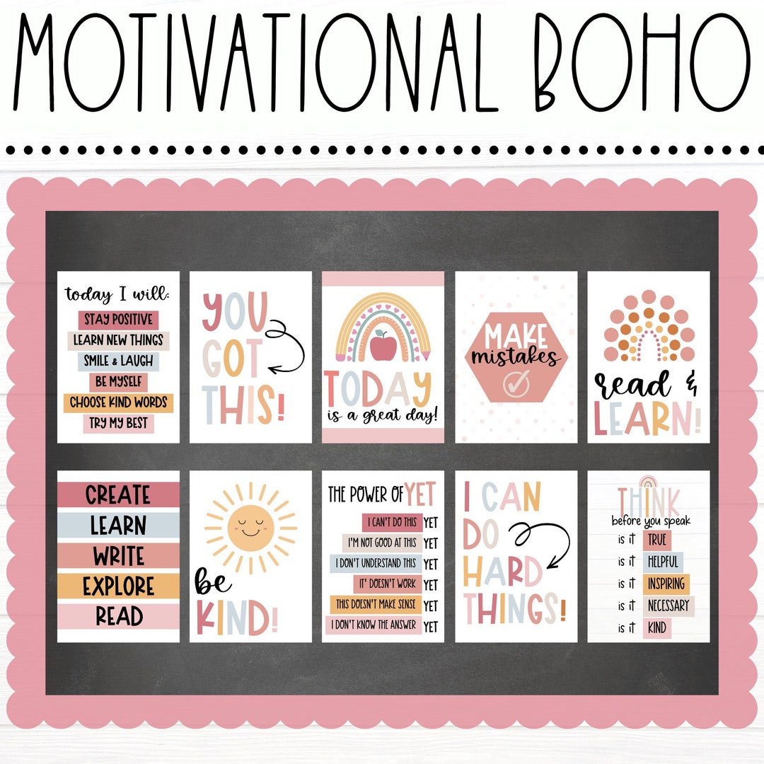 BULLETIN BOARD KITS - Motivational Boho Posters | Classroom Décor ...