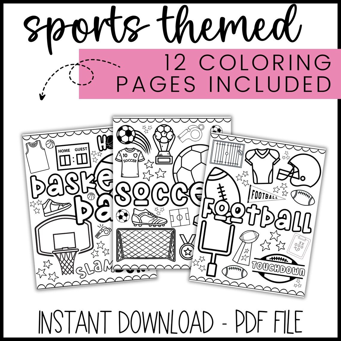 Coloring Pages Kit - Sports Fun | 12 Printable Sports Coloring Pages ...