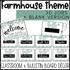 CLASSROOM MANAGEMENT - Classroom Student Jobs | Farmhouse Theme | Class ...