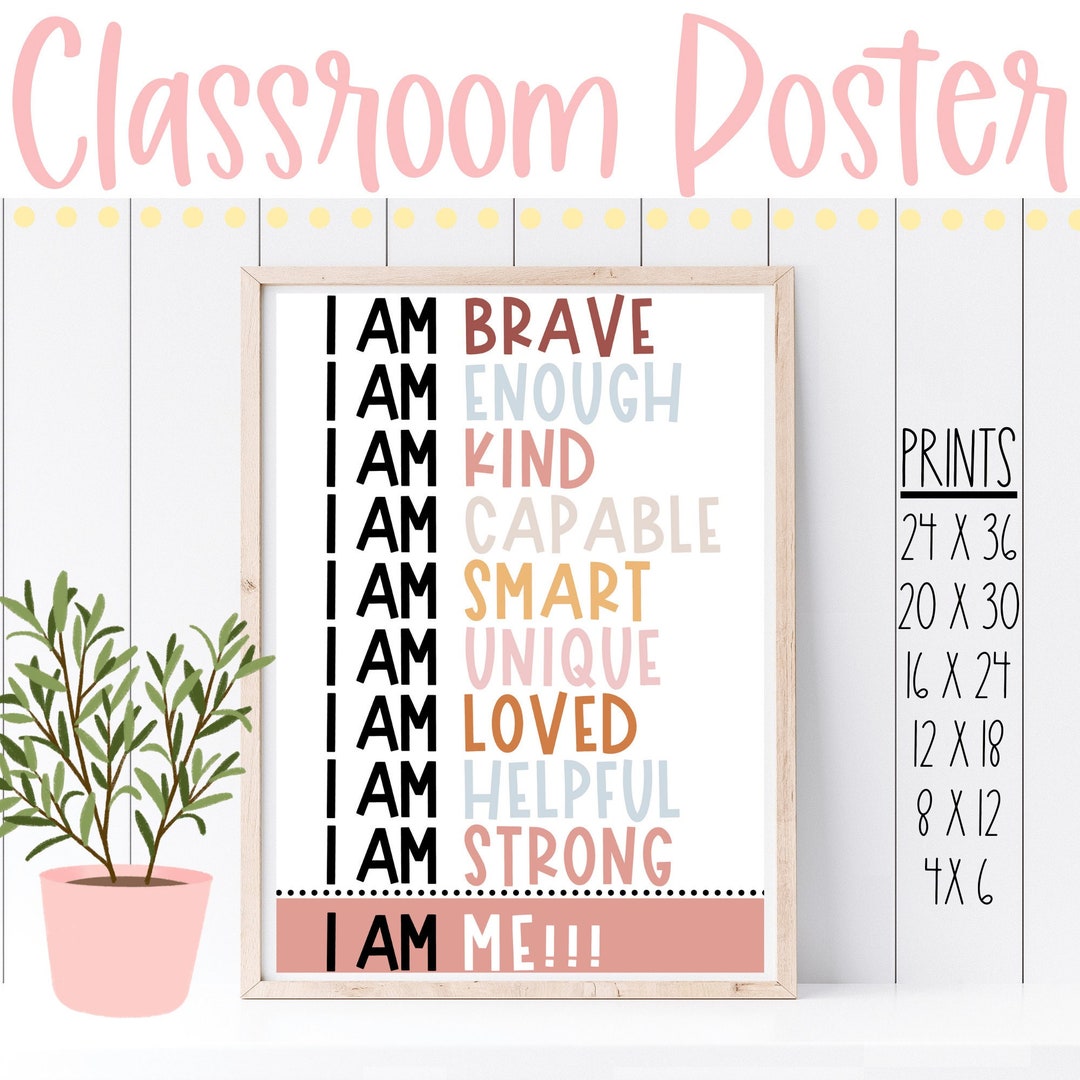 Classroom Poster | I Am | Positive Affirmations | Class Décor ...
