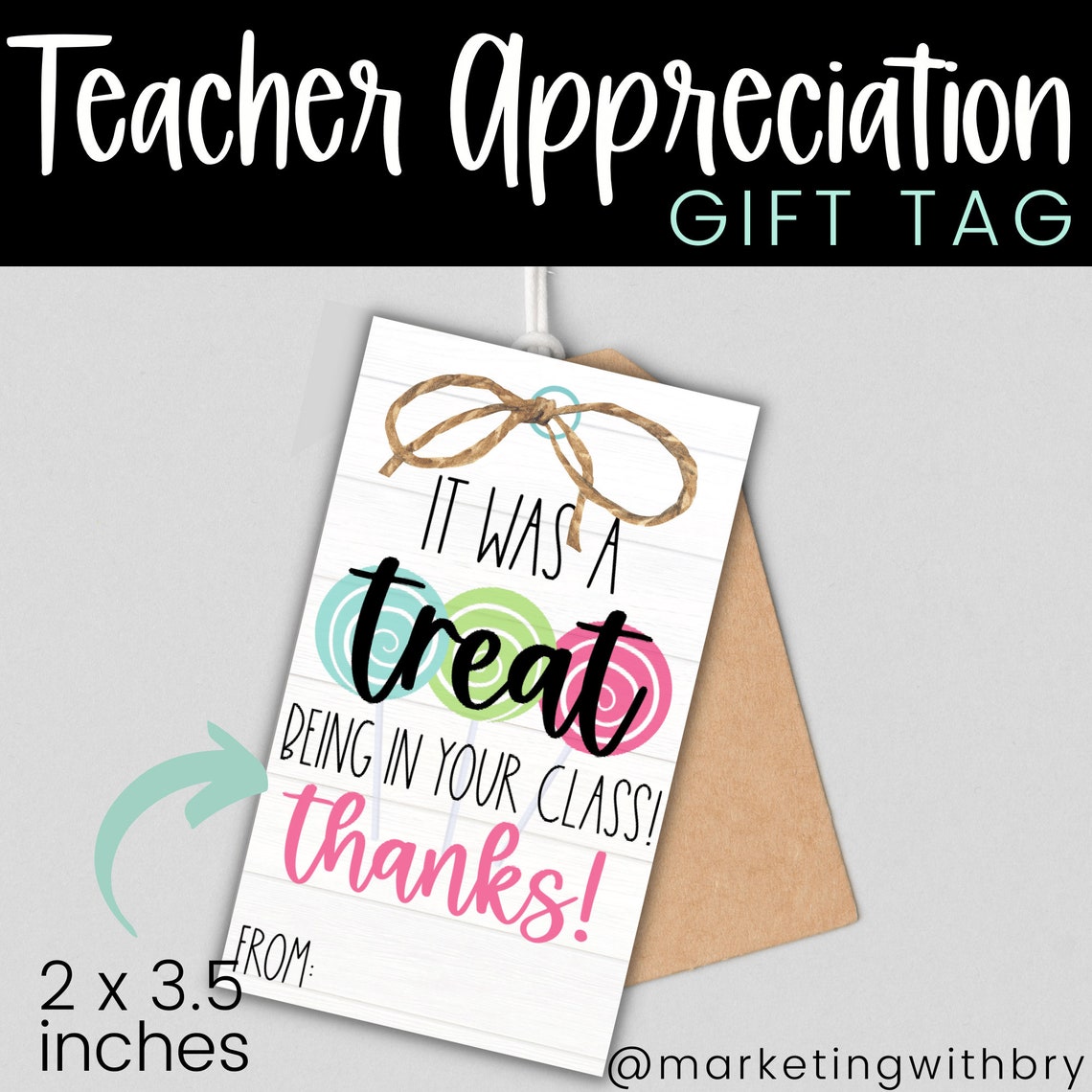 TEACHER GIFT TAGS It Was a Treat Being in Your Class - Etsy