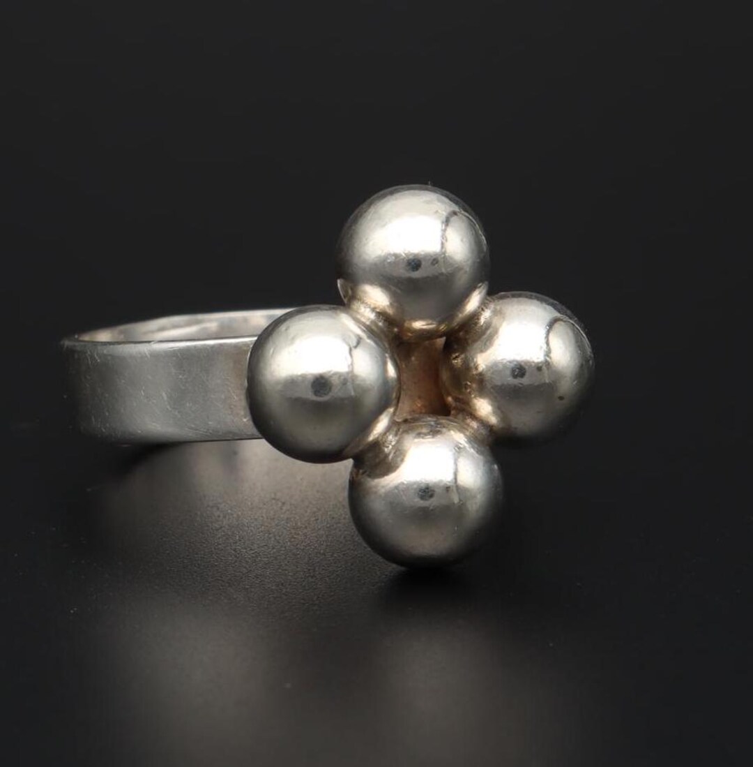 Beicher Heilesen Ring | Modernist Four Silverball Design | Danish ...