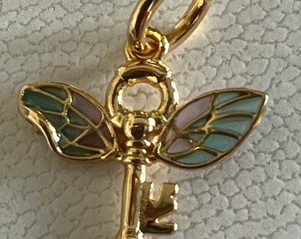 Winged Key Charm - Etsy