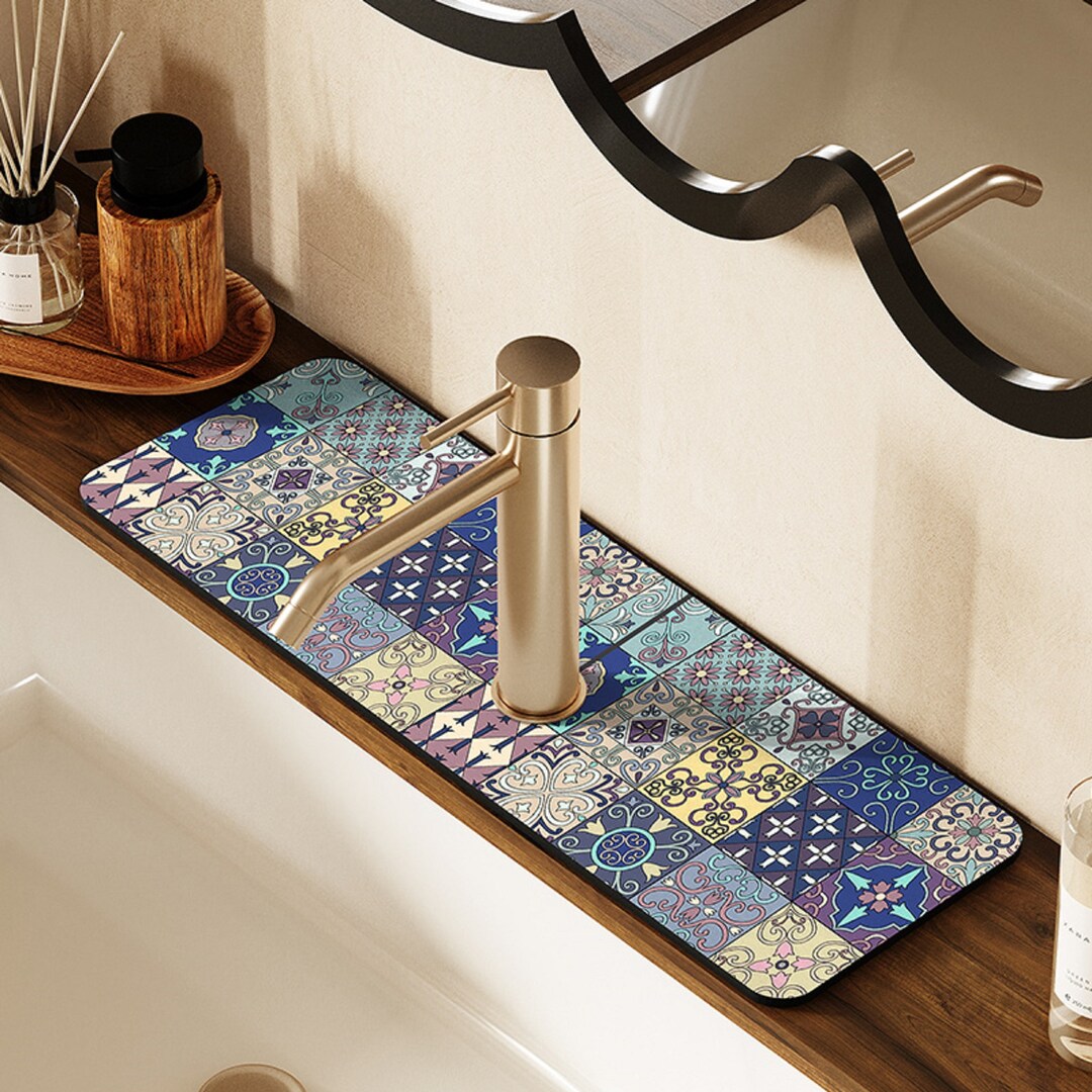 Personalized Bohemian Sink Faucet Mat,faucet Splash Guard, Faucet ...