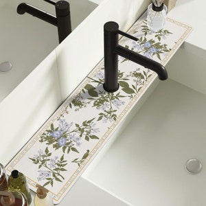 Personalise Art Flower Faucet Mat for Kitchen, Sink Splash Guard ...
