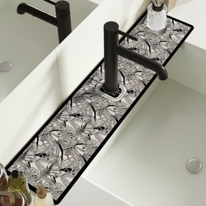 Personalise Art Flower Faucet Mat for Kitchen, Sink Splash Guard ...