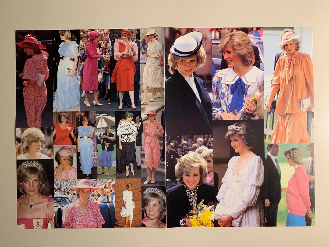 Vintage 1984 Princess Diana Collage Poster horizontal - Etsy