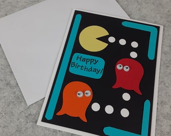 Pac Man Birthday Greeting Card - Etsy
