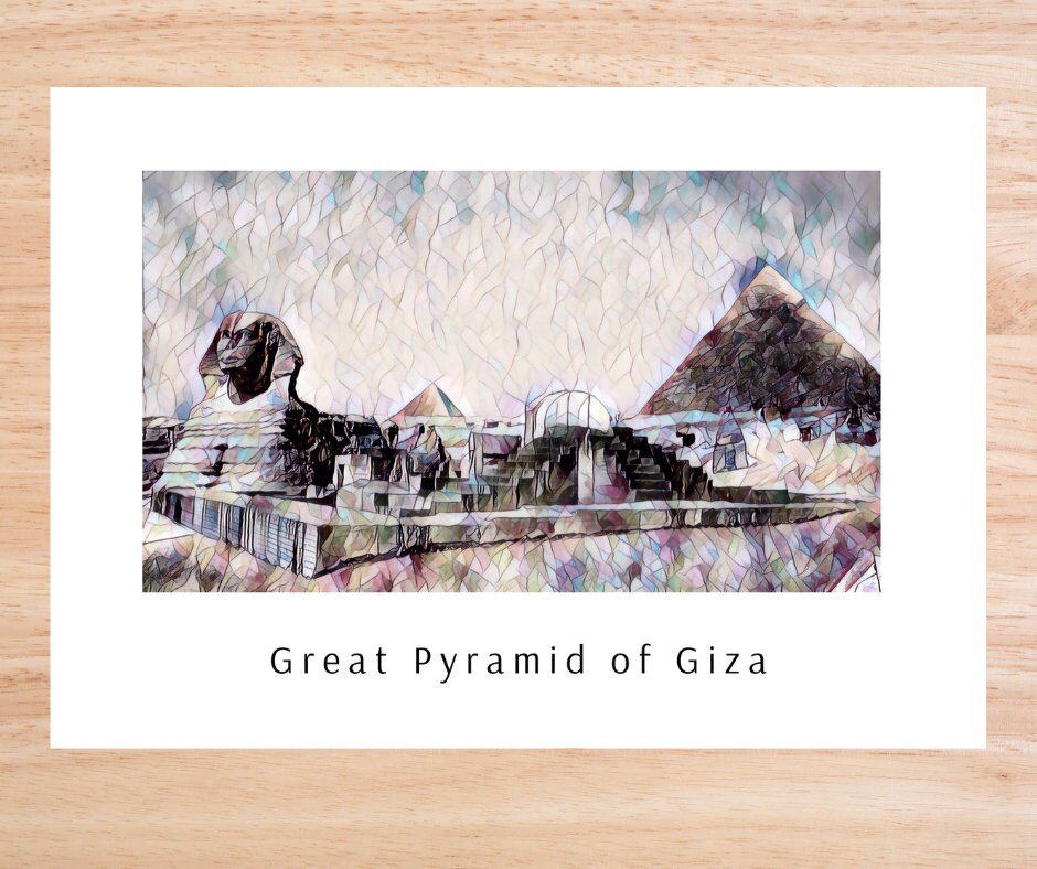 Great Pyramid of Giza: Adult Coloring Page With Reference Pic for ...