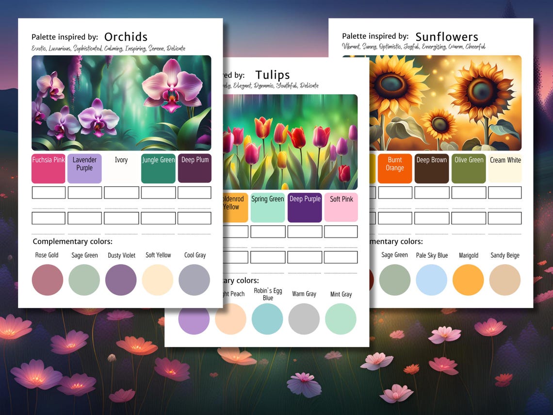 15 Enchanted Color Palettes for Floral Coloring Pages & Crafts ...