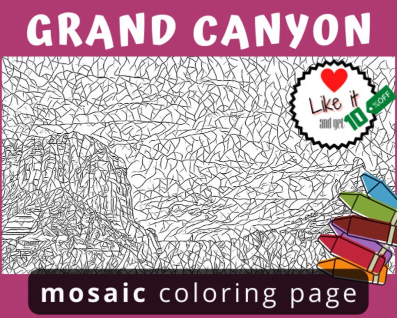 Grand Canyon Printable Coloring Page for Adult With Reference Pic for ...
