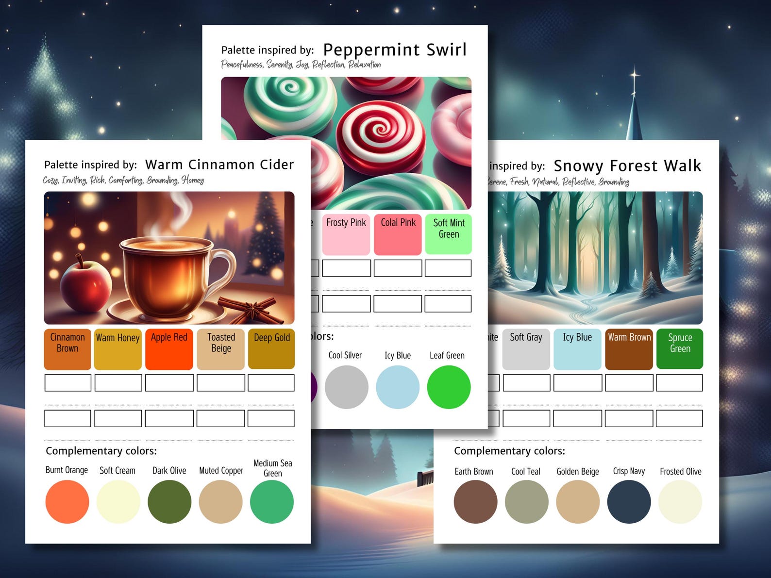 15 Enchanted Color Palettes for Christmas Coloring Book & Winter Art ...