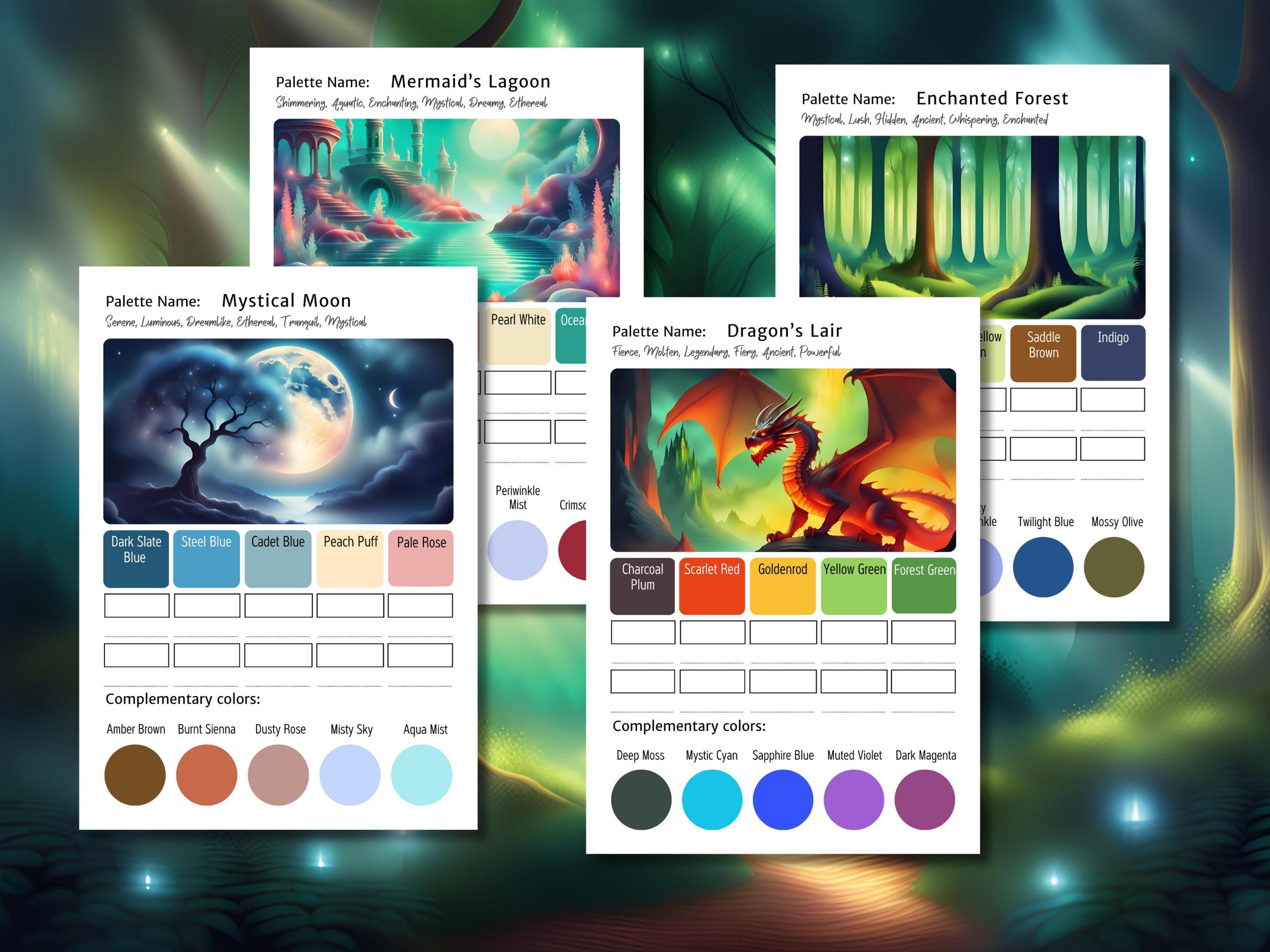 Fantasy Color Palette Bundle | Magical Color Schemes for Adult Coloring ...