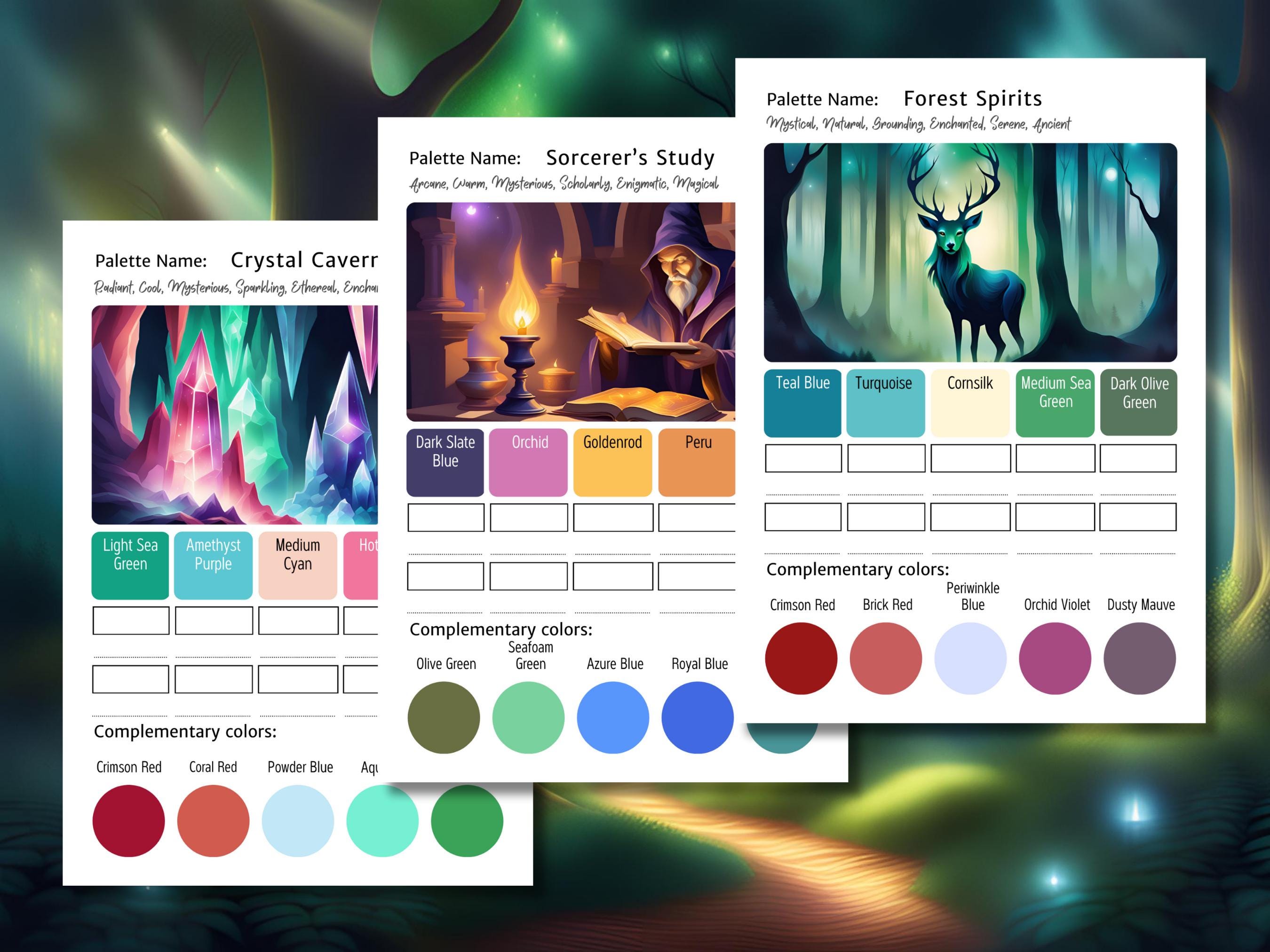 Fantasy Color Palette Bundle | Magical Color Schemes for Adult Coloring ...
