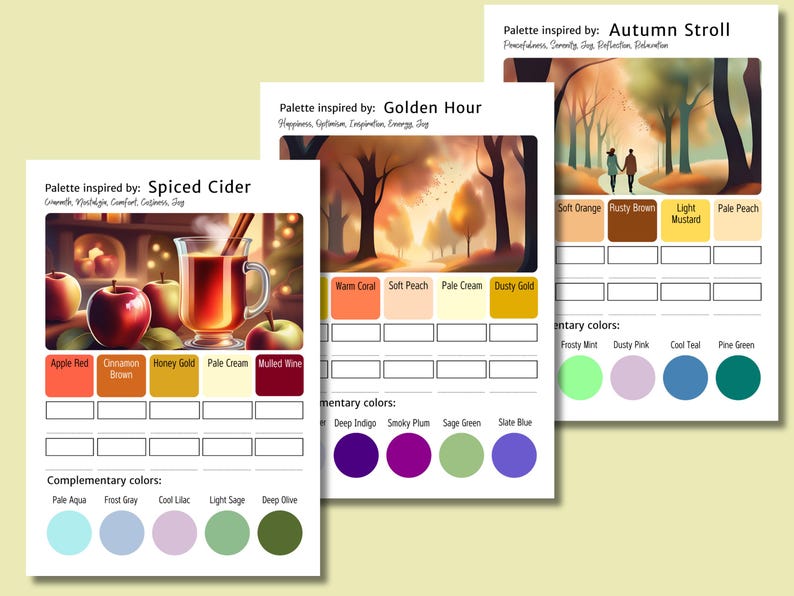 15 Autumn Color Palettes: Printable Color Charts for Cozy Coloring ...