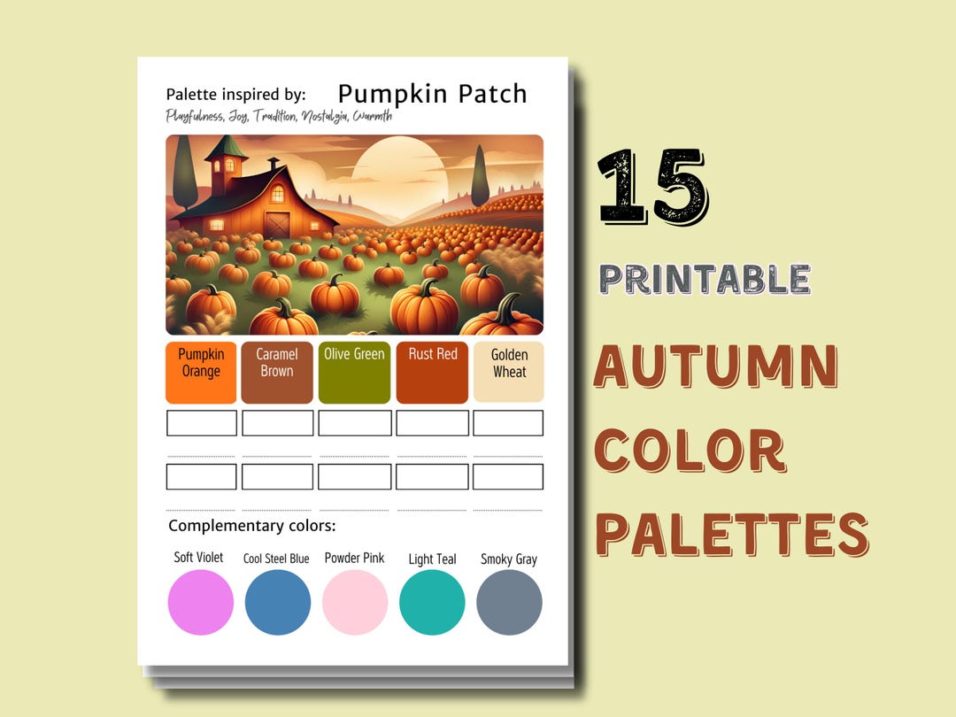 15 X Autumn Color Palette: Printable Color Scheme for Cozy Coloring ...