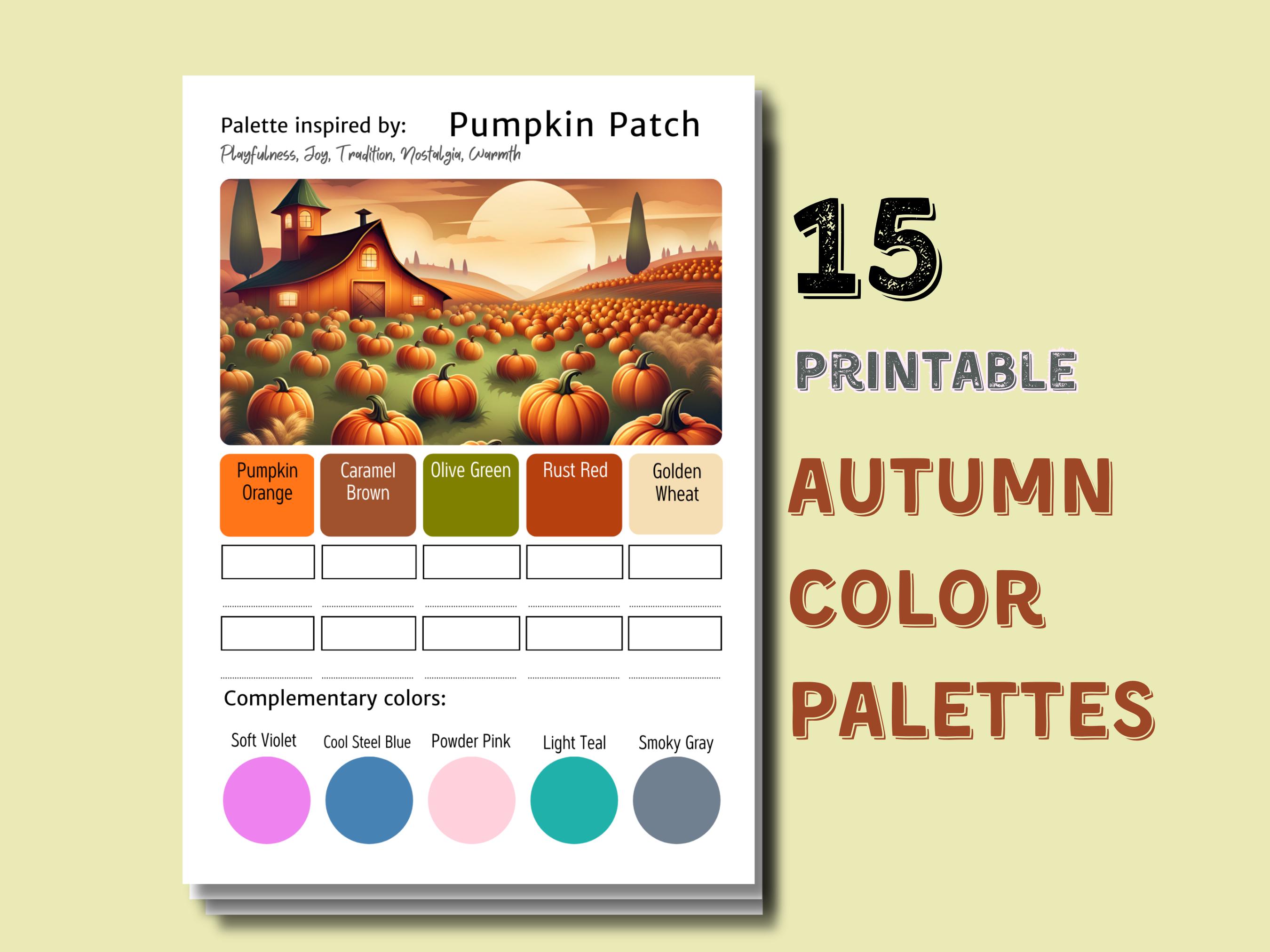 15 X Autumn Color Palette: Printable Color Scheme for Cozy Coloring ...