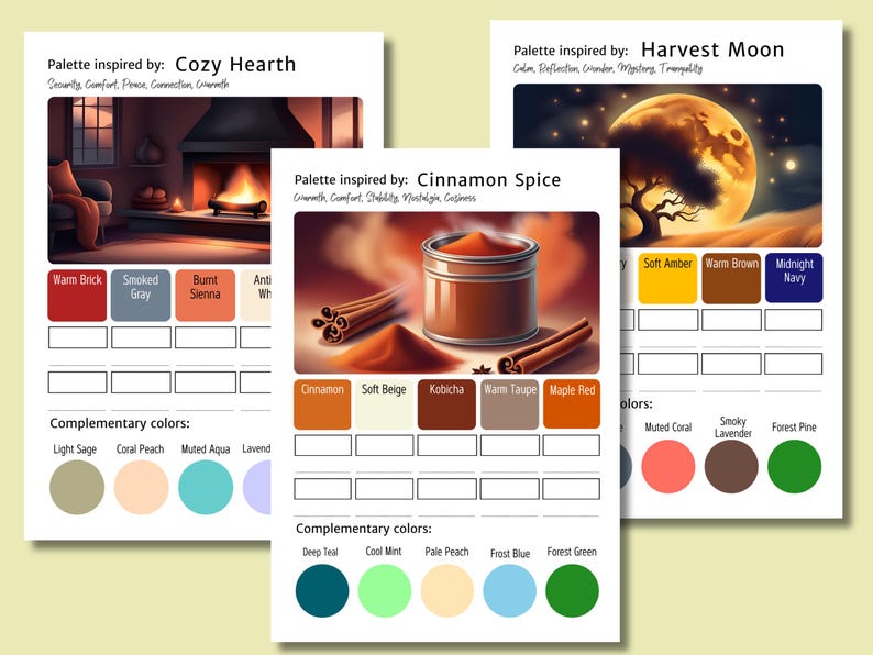 15 X Autumn Color Palette: Printable Color Scheme for Cozy Coloring ...