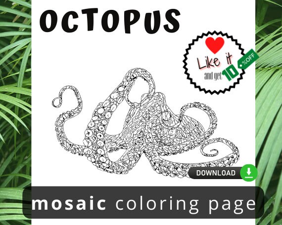 Printable Octopus Coloring Page Sea Animal Coloring Sheet for - Etsy