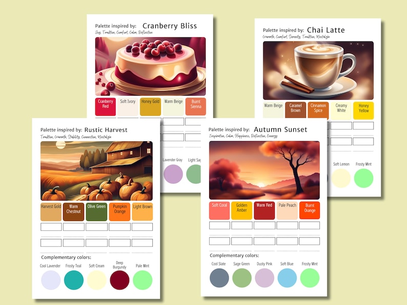 15 X Autumn Color Palette: Printable Color Scheme for Cozy Coloring ...