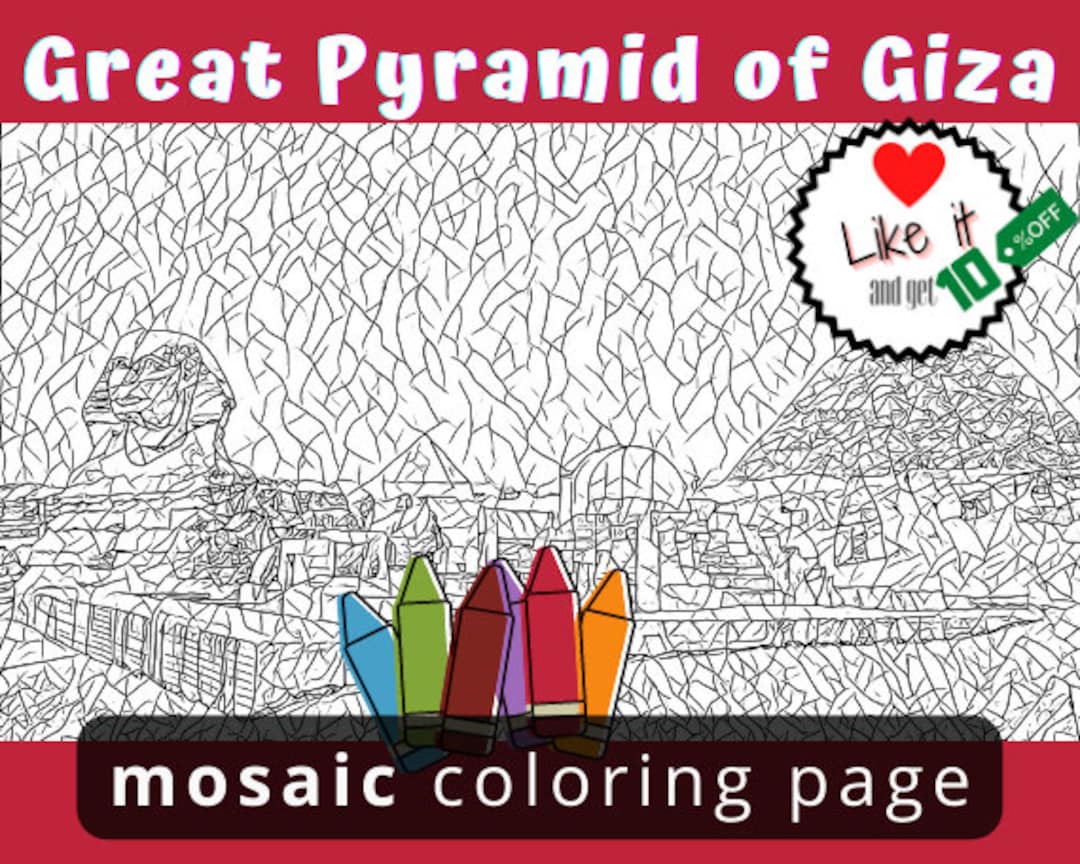 Great Pyramid of Giza: Adult Coloring Page With Reference Pic for ...