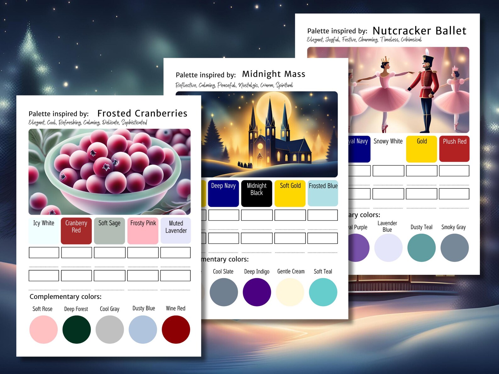 15 Enchanted Color Palettes for Christmas Coloring Book & Winter Art ...