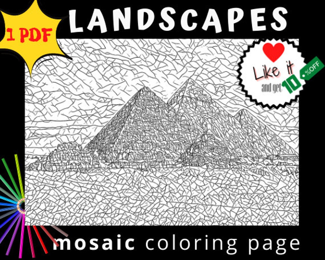 Pyramids: Coloring Page for Adult With Reference Pic for Inspiration ...