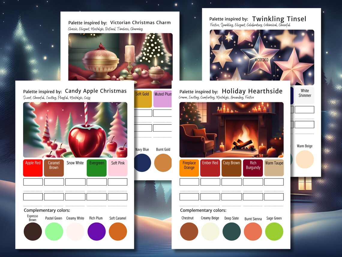 15 Enchanted Color Palettes for Christmas Coloring Book & Winter Art ...